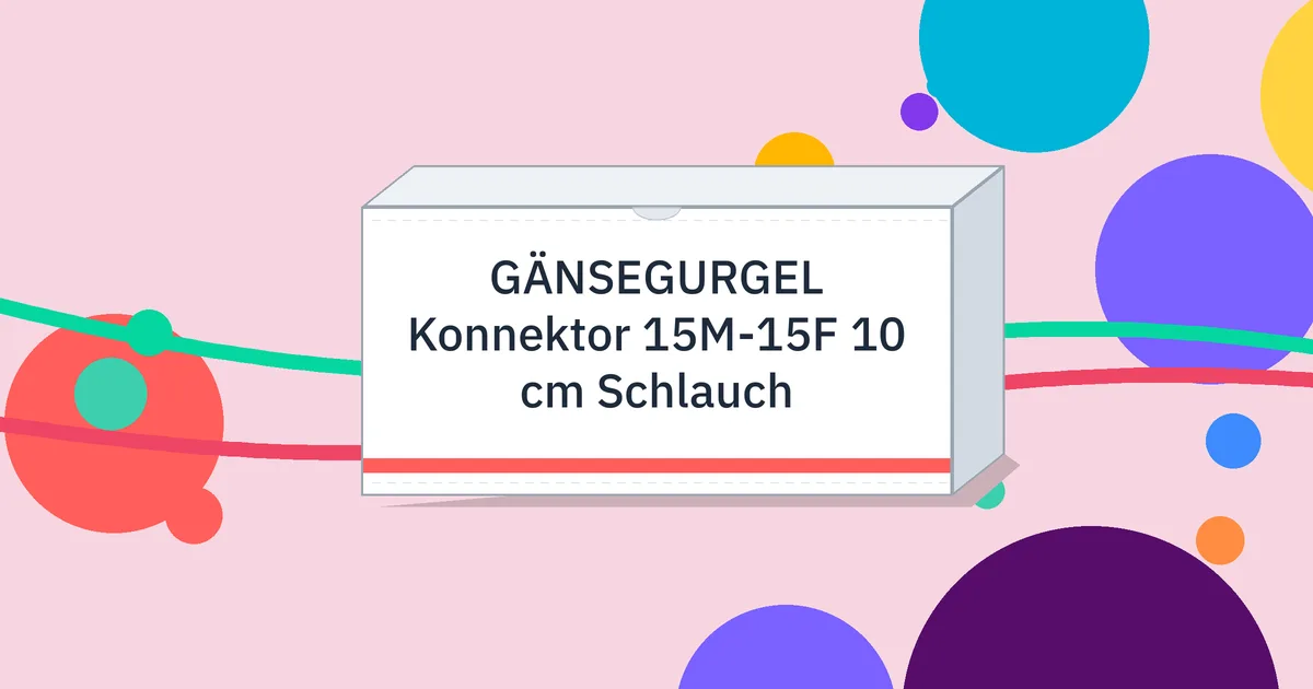 Symbolbild: Packung mit der Aufschrift GÄNSEGURGEL Konnektor 15M-15F 10 cm Schlauch (PZN 04476774) – Verfügbarkeit und Bezug in Apotheken in Frankfurt am Main