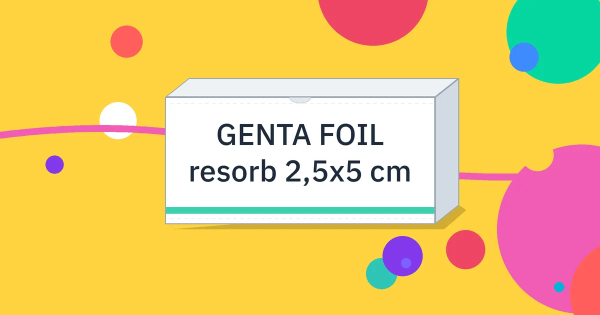 Symbolbild: Packung mit der Aufschrift GENTA FOIL resorb 2,5x5 cm (PZN 05523470) – Verfügbarkeit und Bezug in Apotheken in Frankfurt am Main
