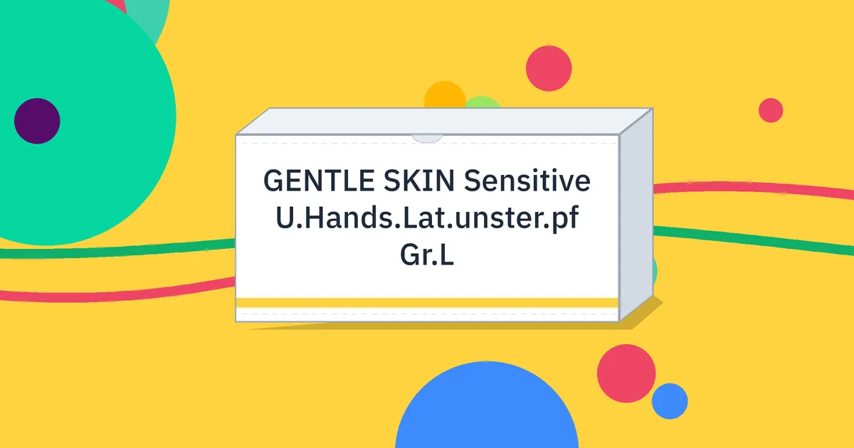Symbolbild: Packung mit der Aufschrift GENTLE SKIN Sensitive U.Hands.Lat.unster.pf Gr.L (PZN 02243600) – Verfügbarkeit und Bezug in Apotheken in Frankfurt am Main