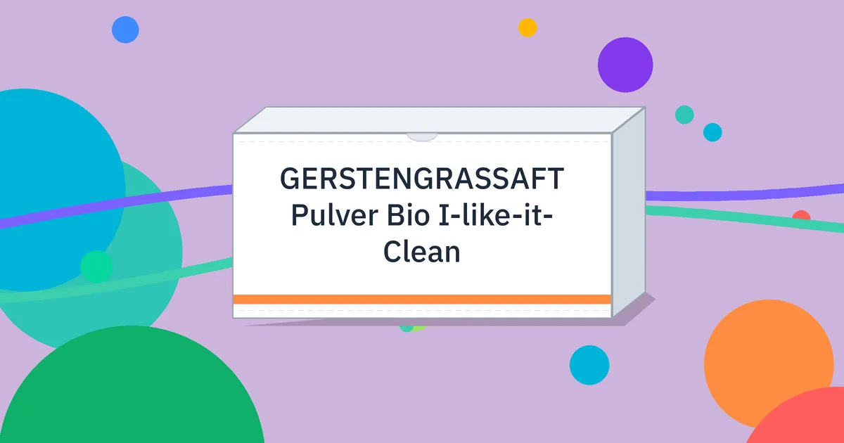 Symbolbild: Packung mit der Aufschrift GERSTENGRASSAFT Pulver Bio I-like-it-Clean (PZN 19062943) – Verfügbarkeit und Bezug in Apotheken in Frankfurt am Main