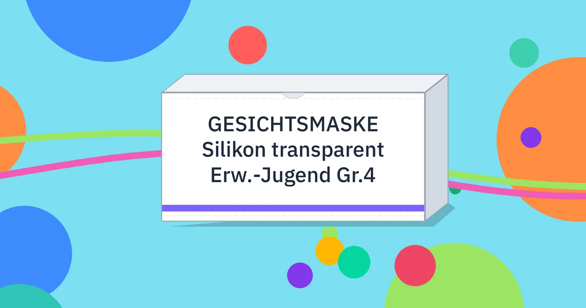 Symbolbild: Packung mit der Aufschrift GESICHTSMASKE Silikon transparent Erw.-Jugend Gr.4 (PZN 02475871) – Verfügbarkeit und Bezug in Apotheken in Frankfurt am Main
