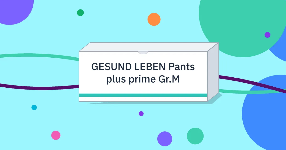 Symbolbild: Packung mit der Aufschrift GESUND LEBEN Pants plus prime Gr.M (PZN 04962078) – Verfügbarkeit und Bezug in Apotheken in Frankfurt am Main