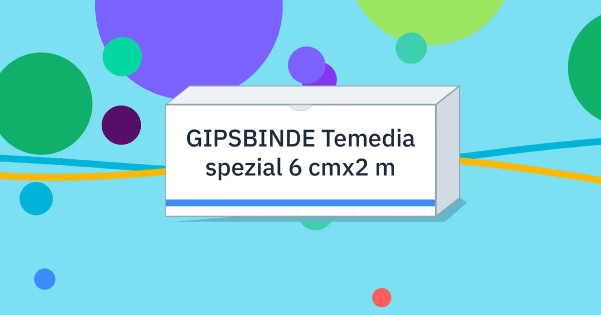 Symbolbild: Packung mit der Aufschrift GIPSBINDE Temedia spezial 6 cmx2 m (PZN 13250477) – Verfügbarkeit und Bezug in Apotheken in Frankfurt am Main