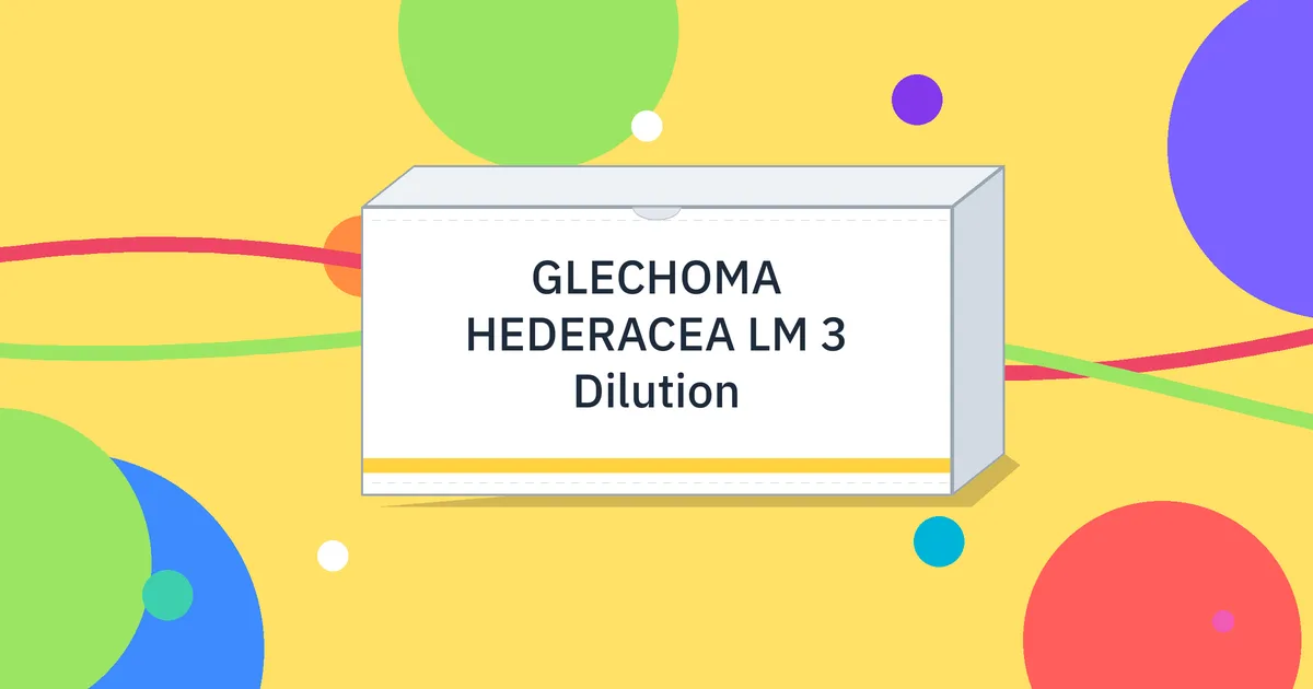 Symbolbild: Packung mit der Aufschrift GLECHOMA HEDERACEA LM 3 Dilution (PZN 13543162) – Verfügbarkeit und Bezug in Apotheken in Frankfurt am Main