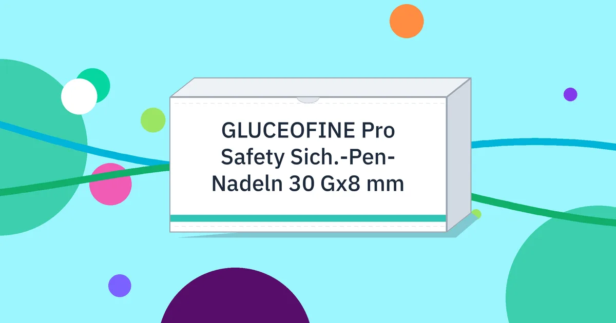 Symbolbild: Packung mit der Aufschrift GLUCEOFINE Pro Safety Sich.-Pen-Nadeln 30 Gx8 mm (PZN 14006199) – Verfügbarkeit und Bezug in Apotheken in Frankfurt am Main