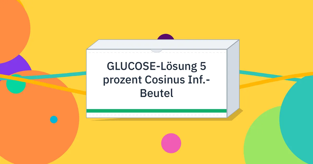 Symbolbild: Packung mit der Aufschrift GLUCOSE-Lösung 5 prozent Cosinus Inf.-Beutel (PZN 17575756) – Verfügbarkeit und Bezug in Apotheken in Frankfurt am Main