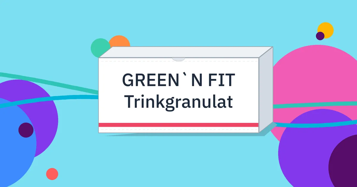 Symbolbild: Packung mit der Aufschrift GREEN`N FIT Trinkgranulat (PZN 10177886) – Verfügbarkeit und Bezug in Apotheken in Frankfurt am Main
