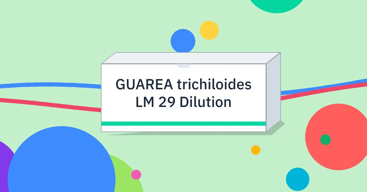 Symbolbild: Packung mit der Aufschrift GUAREA trichiloides LM 29 Dilution (PZN 13548610) – Verfügbarkeit und Bezug in Apotheken in Frankfurt am Main