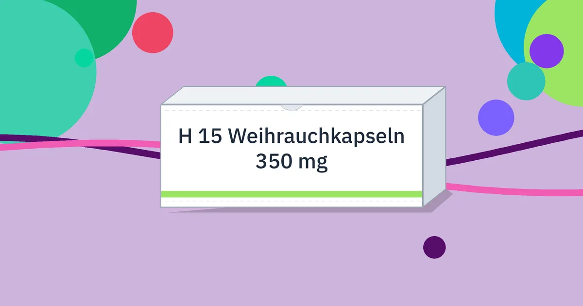 Symbolbild: Packung mit der Aufschrift H 15 Weihrauchkapseln 350 mg (PZN 09528435) – Verfügbarkeit und Bezug in Apotheken in Frankfurt am Main