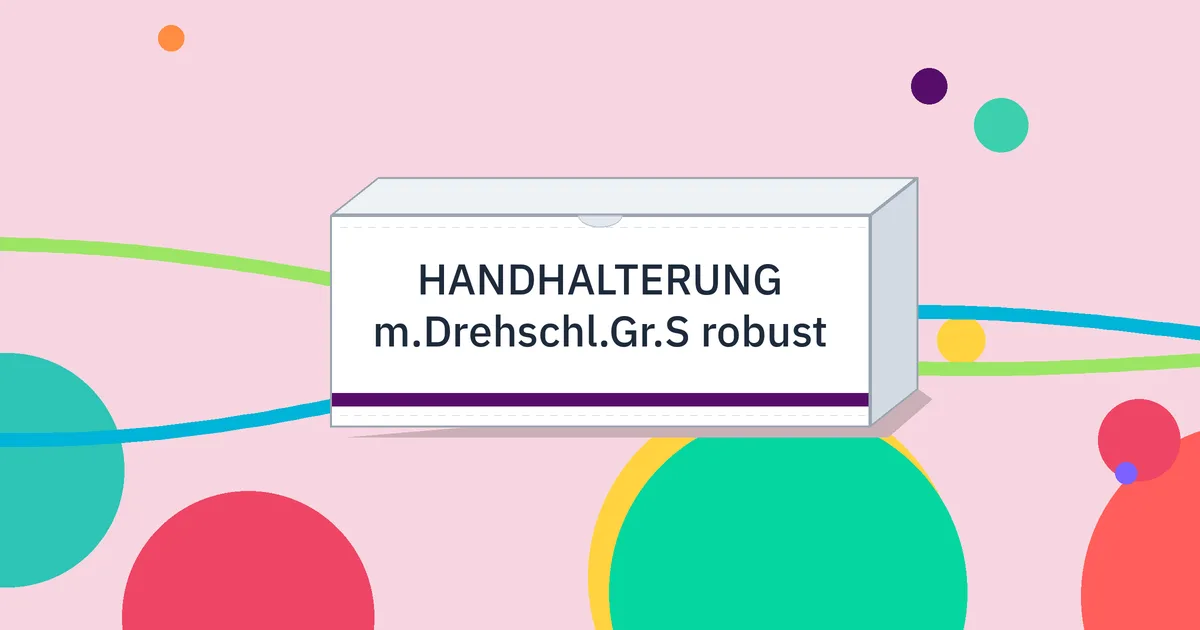 Symbolbild: Packung mit der Aufschrift HANDHALTERUNG m.Drehschl.Gr.S robust (PZN 11568293) – Verfügbarkeit und Bezug in Apotheken in Frankfurt am Main