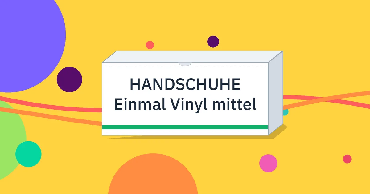 Symbolbild: Packung mit der Aufschrift HANDSCHUHE Einmal Vinyl mittel (PZN 04444449) – Verfügbarkeit und Bezug in Apotheken in Frankfurt am Main