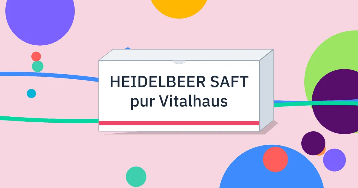 Symbolbild: Packung mit der Aufschrift HEIDELBEER SAFT pur Vitalhaus (PZN 04667066) – Verfügbarkeit und Bezug in Apotheken in Frankfurt am Main