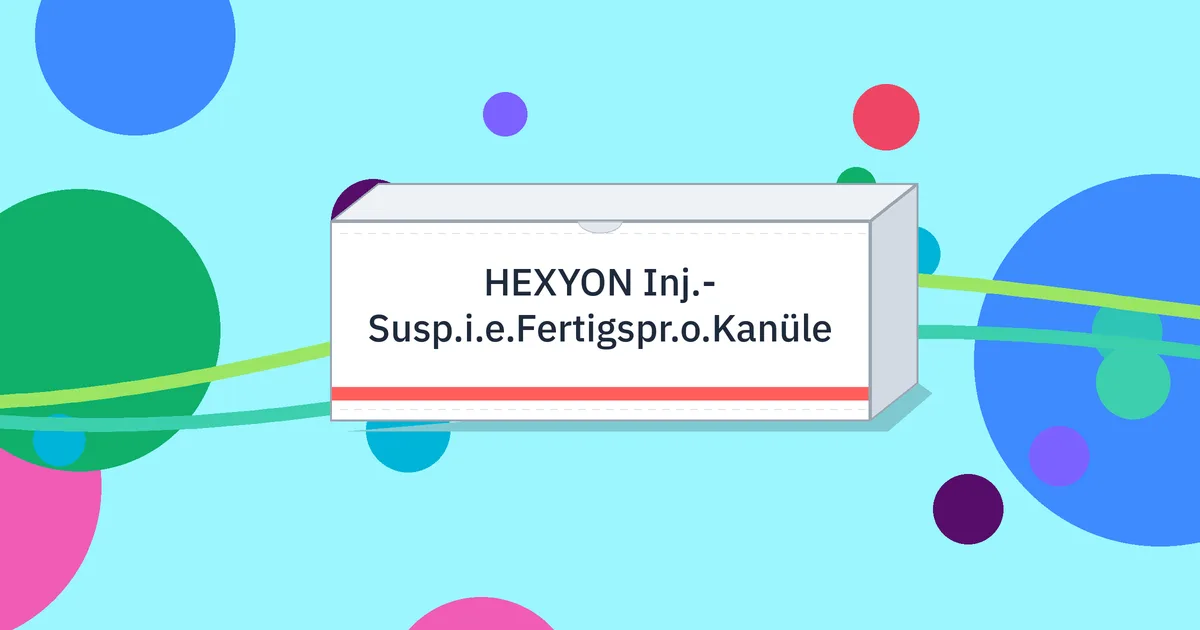Symbolbild: Packung mit der Aufschrift HEXYON Inj.-Susp.i.e.Fertigspr.o.Kanüle (PZN 16200511) – Verfügbarkeit und Bezug in Apotheken in Frankfurt am Main