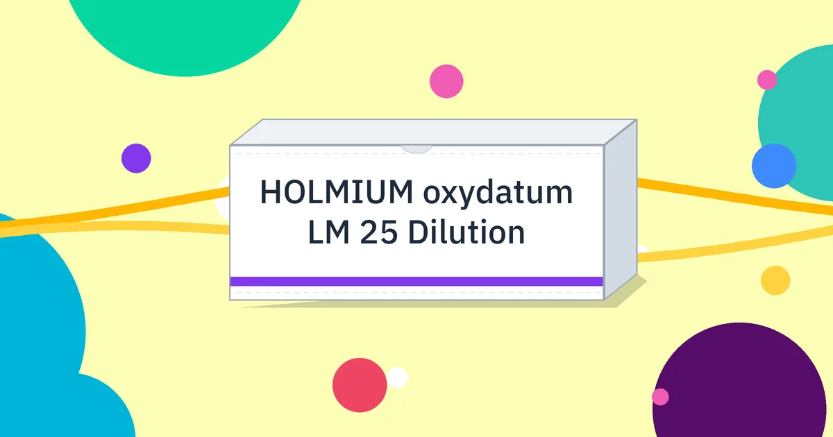 Symbolbild: Packung mit der Aufschrift HOLMIUM oxydatum LM 25 Dilution (PZN 13555053) – Verfügbarkeit und Bezug in Apotheken in Frankfurt am Main