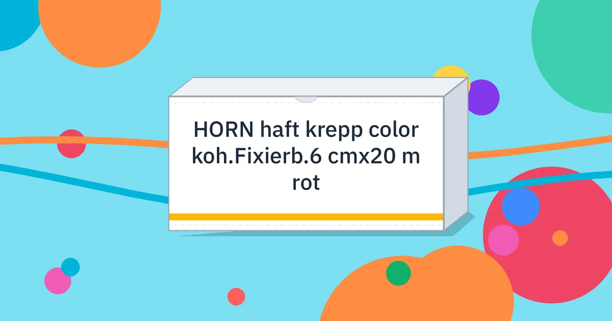 Symbolbild: Packung mit der Aufschrift HORN haft krepp color koh.Fixierb.6 cmx20 m rot (PZN 03784226) – Verfügbarkeit und Bezug in Apotheken in Frankfurt am Main