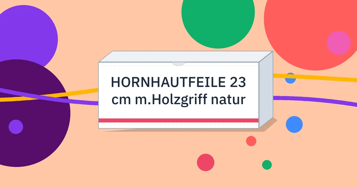 Symbolbild: Packung mit der Aufschrift HORNHAUTFEILE 23 cm m.Holzgriff natur (PZN 17288318) – Verfügbarkeit und Bezug in Apotheken in Frankfurt am Main