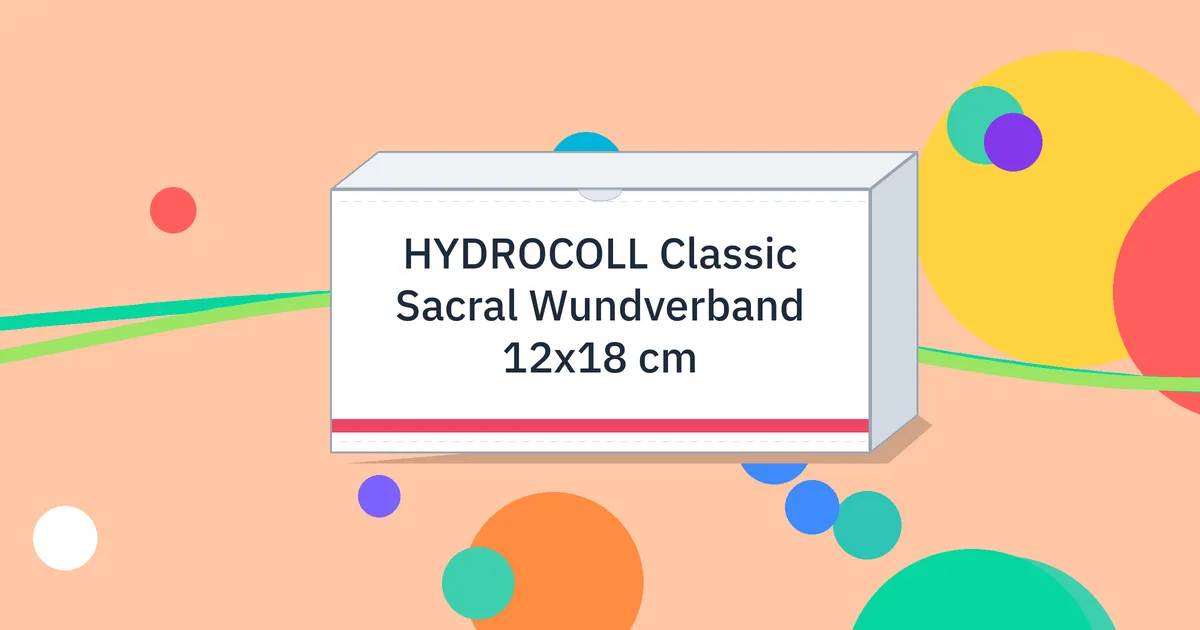 Symbolbild: Packung mit der Aufschrift HYDROCOLL Classic Sacral Wundverband 12x18 cm (PZN 20124187) – Verfügbarkeit und Bezug in Apotheken in Frankfurt am Main