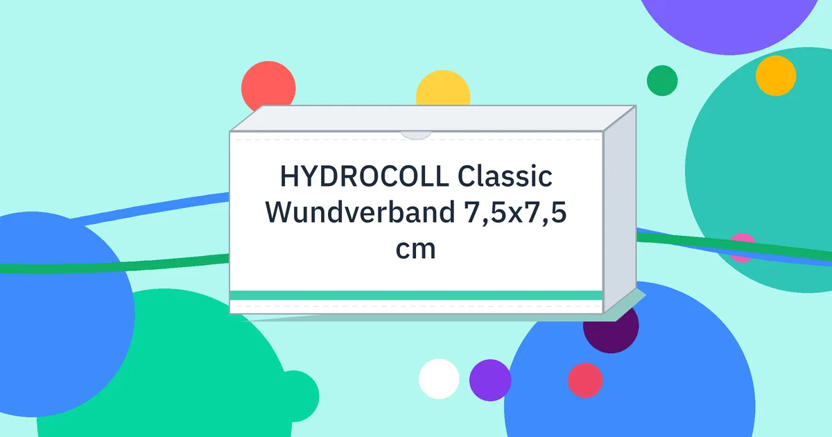 Symbolbild: Packung mit der Aufschrift HYDROCOLL Classic Wundverband 7,5x7,5 cm (PZN 20125123) – Verfügbarkeit und Bezug in Apotheken in Frankfurt am Main