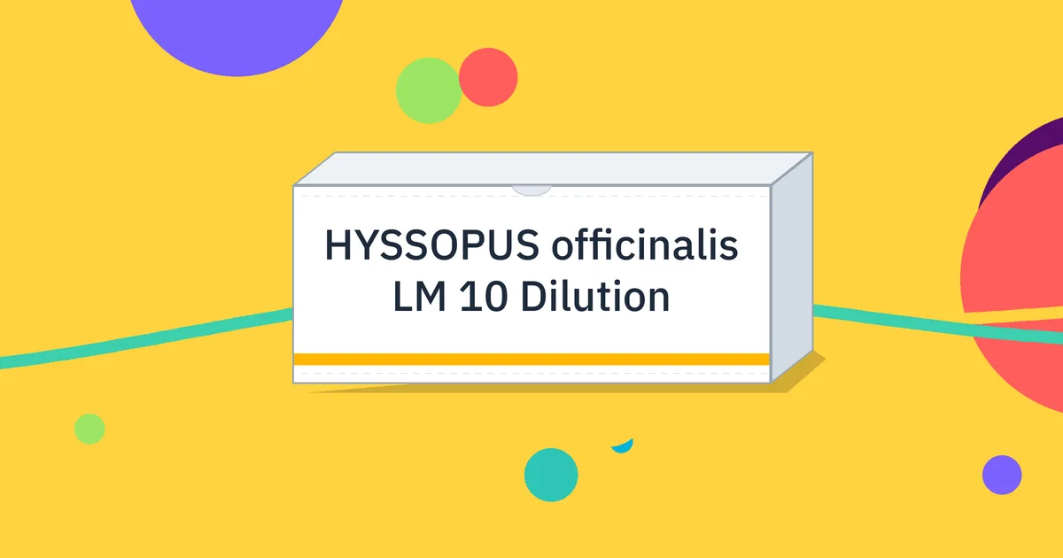 Symbolbild: Packung mit der Aufschrift HYSSOPUS officinalis LM 10 Dilution (PZN 13558152) – Verfügbarkeit und Bezug in Apotheken in Frankfurt am Main