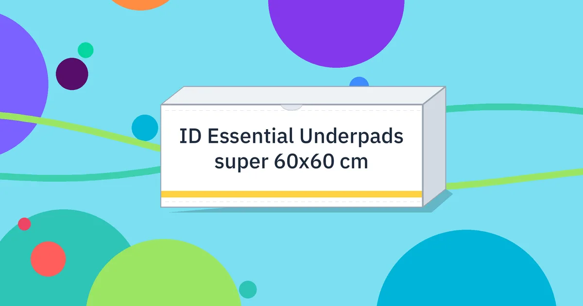 Symbolbild: Packung mit der Aufschrift ID Essential Underpads super 60x60 cm (PZN 19428002) – Verfügbarkeit und Bezug in Apotheken in Frankfurt am Main