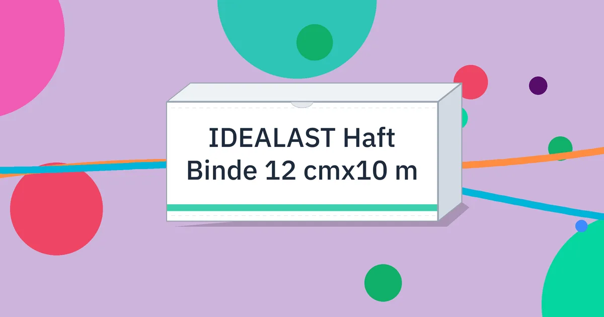 Symbolbild: Packung mit der Aufschrift IDEALAST Haft Binde 12 cmx10 m (PZN 03517494) – Verfügbarkeit und Bezug in Apotheken in Frankfurt am Main