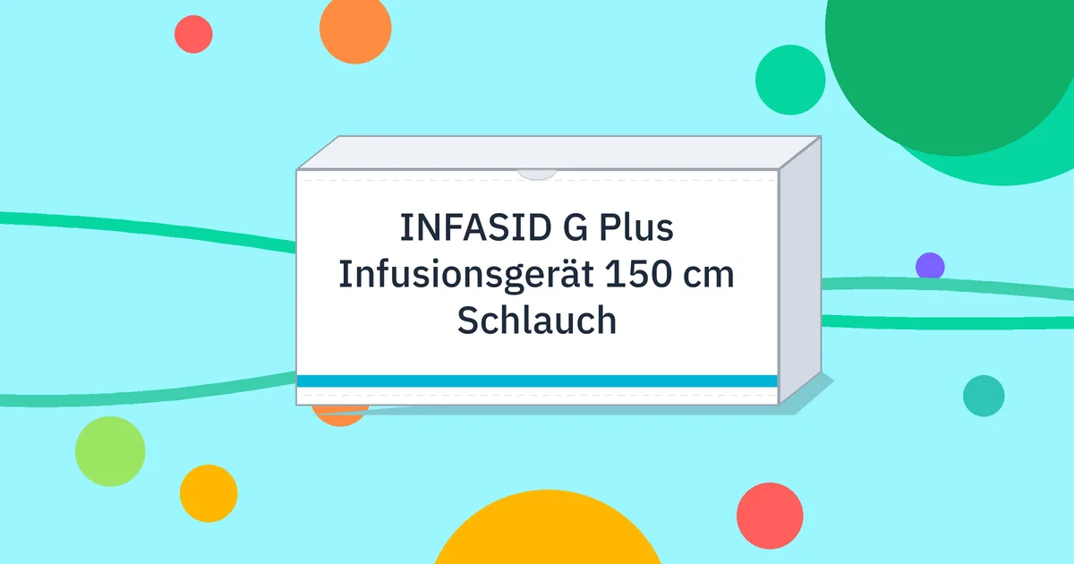 Symbolbild: Packung mit der Aufschrift INFASID G Plus Infusionsgerät 150 cm Schlauch (PZN 00605045) – Verfügbarkeit und Bezug in Apotheken in Frankfurt am Main
