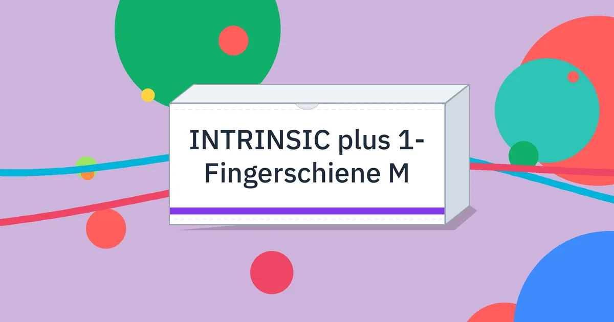 Symbolbild: Packung mit der Aufschrift INTRINSIC plus 1-Fingerschiene M (PZN 16836864) – Verfügbarkeit und Bezug in Apotheken in Frankfurt am Main