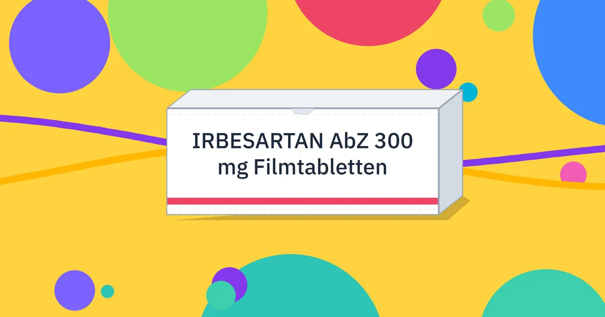 Symbolbild: Packung mit der Aufschrift IRBESARTAN AbZ 300 mg Filmtabletten (PZN 09535464) – Verfügbarkeit und Bezug in Apotheken in Frankfurt am Main
