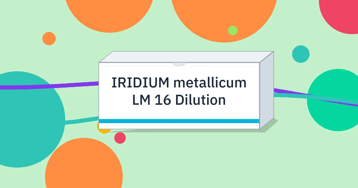 Symbolbild: Packung mit der Aufschrift IRIDIUM metallicum LM 16 Dilution (PZN 12913467) – Verfügbarkeit und Bezug in Apotheken in Frankfurt am Main