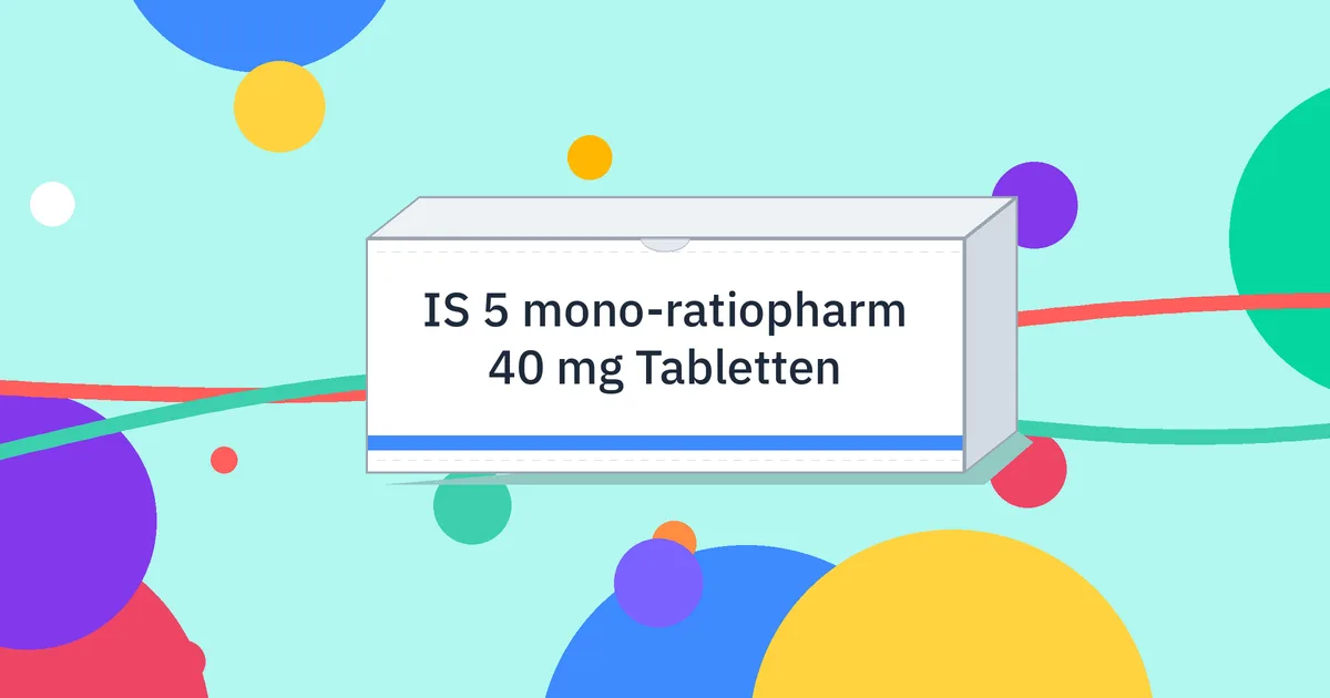 Symbolbild: Packung mit der Aufschrift IS 5 mono-ratiopharm 40 mg Tabletten (PZN 03198379) – Verfügbarkeit und Bezug in Apotheken in Frankfurt am Main