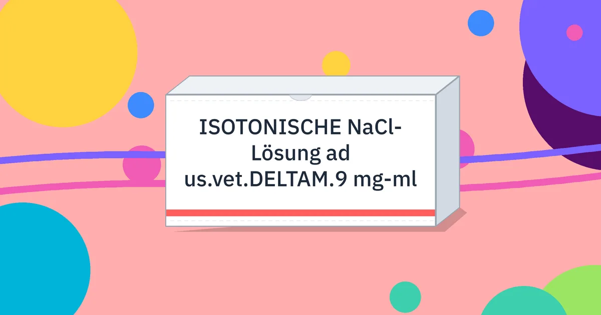 Symbolbild: Packung mit der Aufschrift ISOTONISCHE NaCl-Lösung ad us.vet.DELTAM.9 mg-ml (PZN 15638607) – Verfügbarkeit und Bezug in Apotheken in Frankfurt am Main