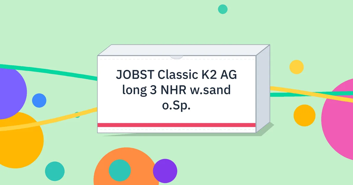 Symbolbild: Packung mit der Aufschrift JOBST Classic K2 AG long 3 NHR w.sand o.Sp. (PZN 10726962) – Verfügbarkeit und Bezug in Apotheken in Frankfurt am Main