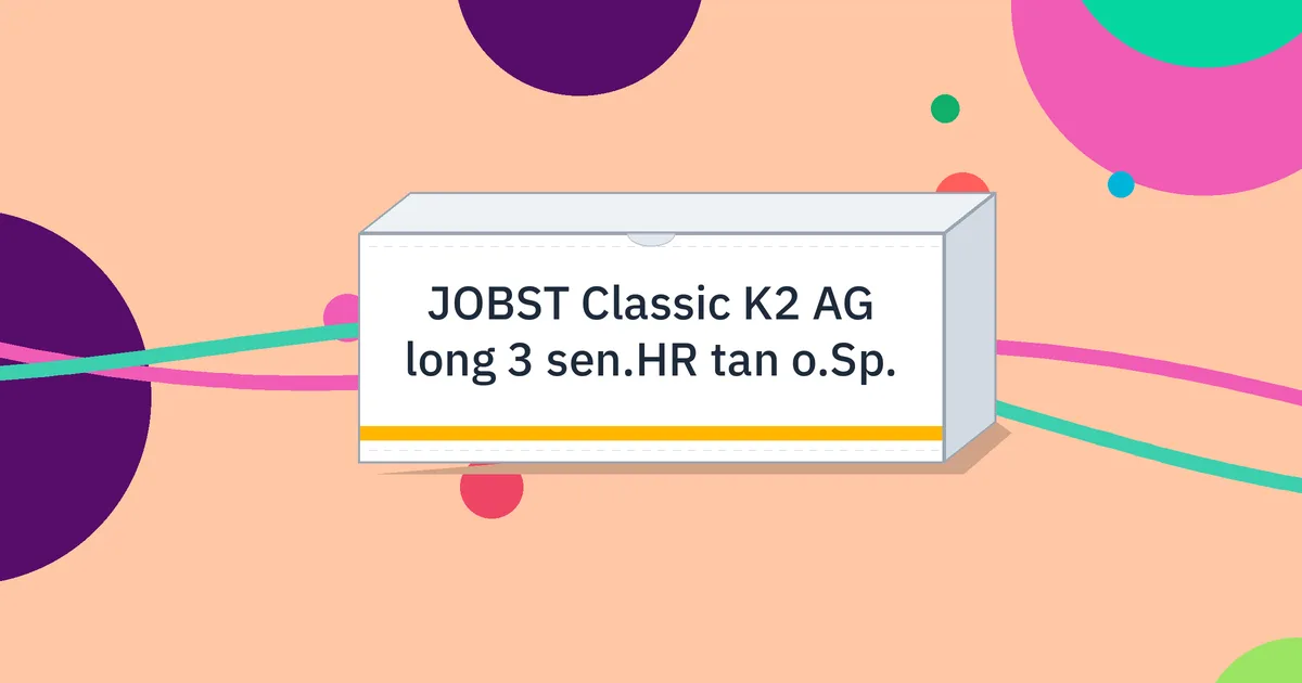 Symbolbild: Packung mit der Aufschrift JOBST Classic K2 AG long 3 sen.HR tan o.Sp. (PZN 17958836) – Verfügbarkeit und Bezug in Apotheken in Frankfurt am Main