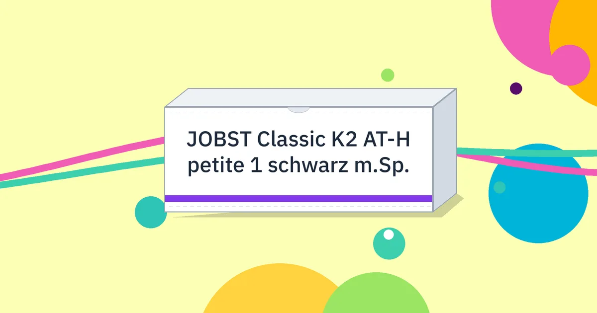 Symbolbild: Packung mit der Aufschrift JOBST Classic K2 AT-H petite 1 schwarz m.Sp. (PZN 13159848) – Verfügbarkeit und Bezug in Apotheken in Frankfurt am Main