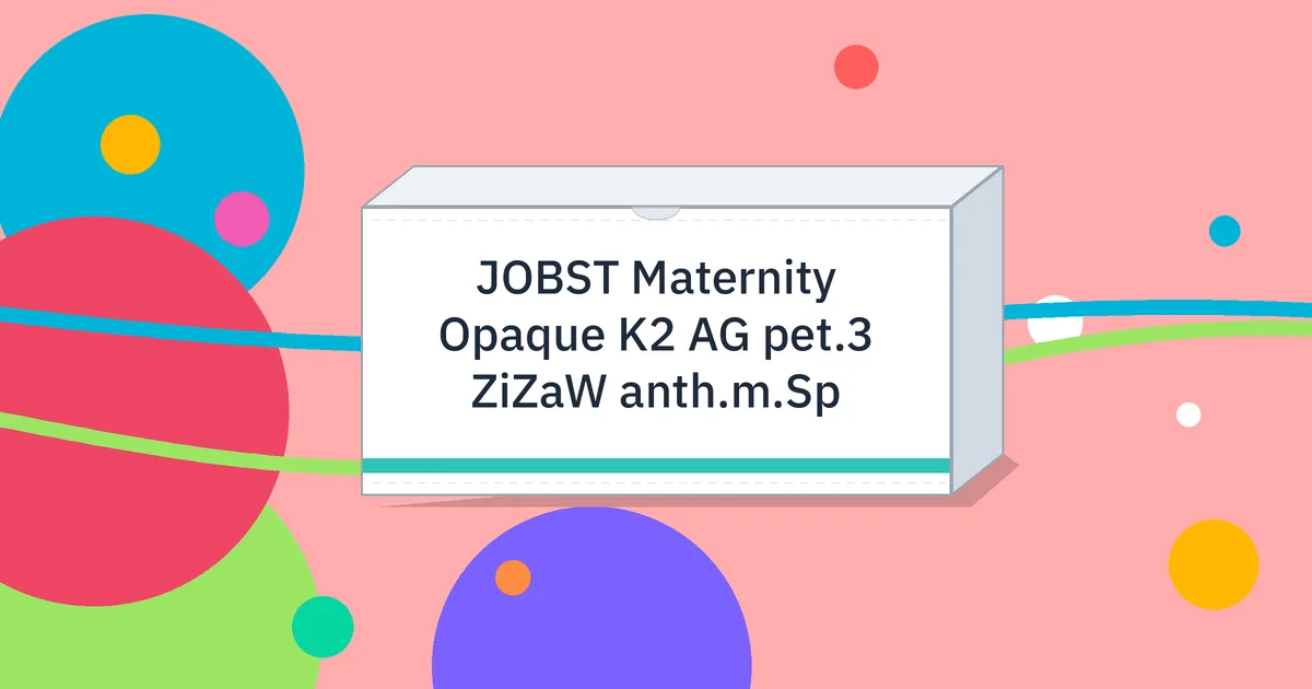 Symbolbild: Packung mit der Aufschrift JOBST Maternity Opaque K2 AG pet.3 ZiZaW anth.m.Sp (PZN 15856267) – Verfügbarkeit und Bezug in Apotheken in Frankfurt am Main