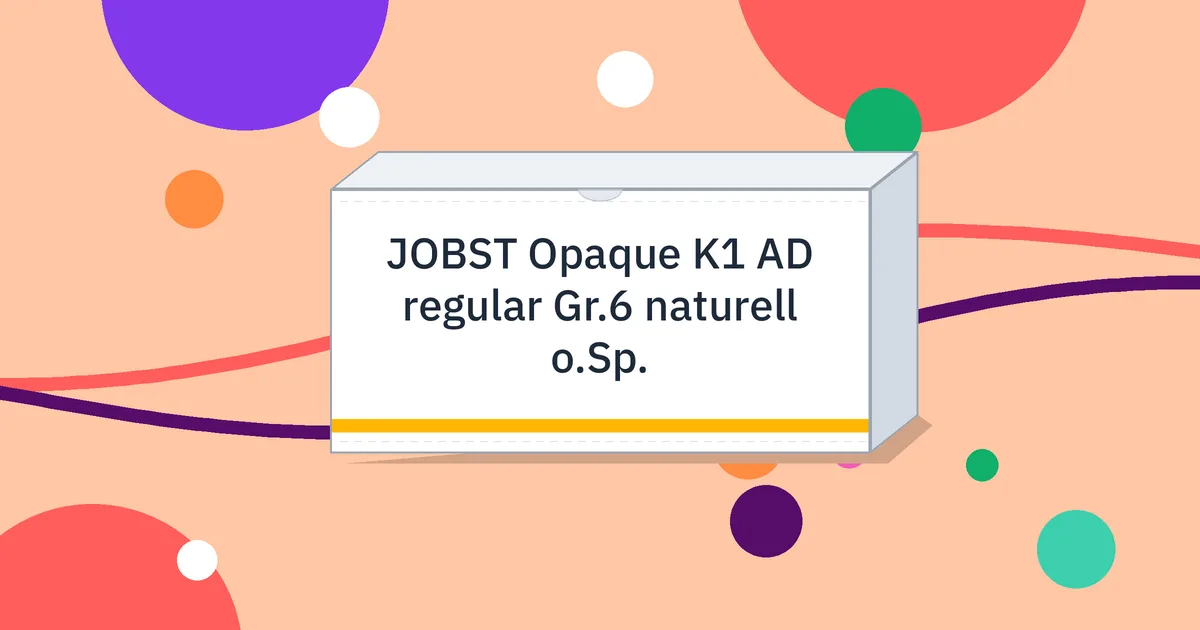 Symbolbild: Packung mit der Aufschrift JOBST Opaque K1 AD regular Gr.6 naturell o.Sp. (PZN 13082815) – Verfügbarkeit und Bezug in Apotheken in Frankfurt am Main