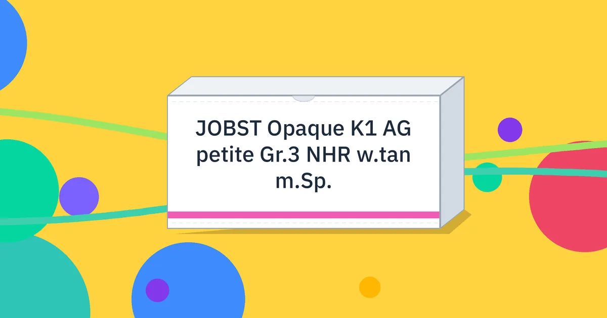 Symbolbild: Packung mit der Aufschrift JOBST Opaque K1 AG petite Gr.3 NHR w.tan m.Sp. (PZN 16270090) – Verfügbarkeit und Bezug in Apotheken in Frankfurt am Main