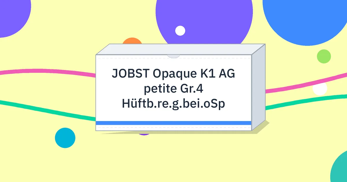Symbolbild: Packung mit der Aufschrift JOBST Opaque K1 AG petite Gr.4 Hüftb.re.g.bei.oSp (PZN 16273272) – Verfügbarkeit und Bezug in Apotheken in Frankfurt am Main