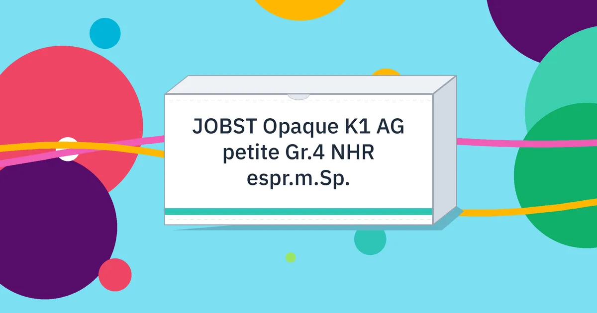 Symbolbild: Packung mit der Aufschrift JOBST Opaque K1 AG petite Gr.4 NHR espr.m.Sp. (PZN 16270606) – Verfügbarkeit und Bezug in Apotheken in Frankfurt am Main