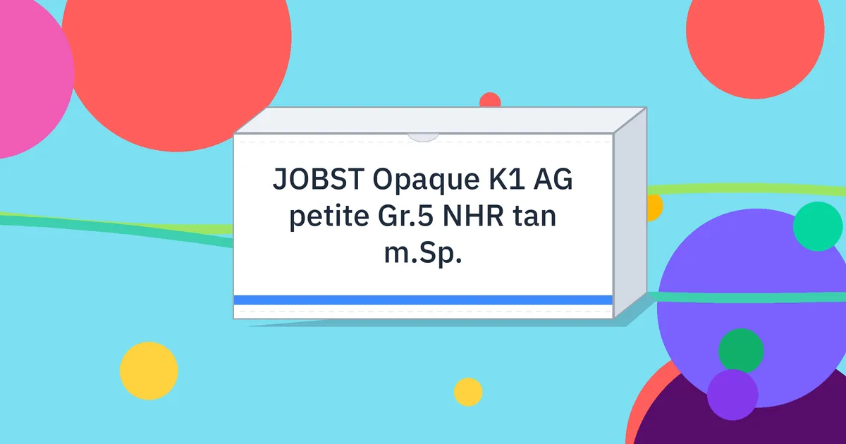 Symbolbild: Packung mit der Aufschrift JOBST Opaque K1 AG petite Gr.5 NHR tan m.Sp. (PZN 16269715) – Verfügbarkeit und Bezug in Apotheken in Frankfurt am Main