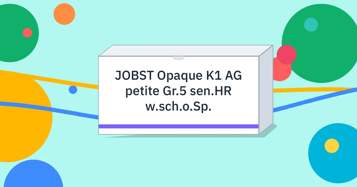 Symbolbild: Packung mit der Aufschrift JOBST Opaque K1 AG petite Gr.5 sen.HR w.sch.o.Sp. (PZN 13089473) – Verfügbarkeit und Bezug in Apotheken in Frankfurt am Main