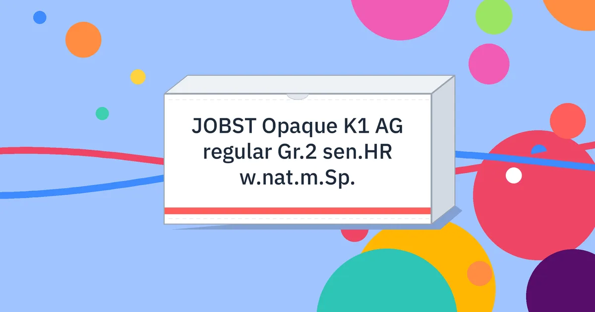 Symbolbild: Packung mit der Aufschrift JOBST Opaque K1 AG regular Gr.2 sen.HR w.nat.m.Sp. (PZN 13093144) – Verfügbarkeit und Bezug in Apotheken in Frankfurt am Main