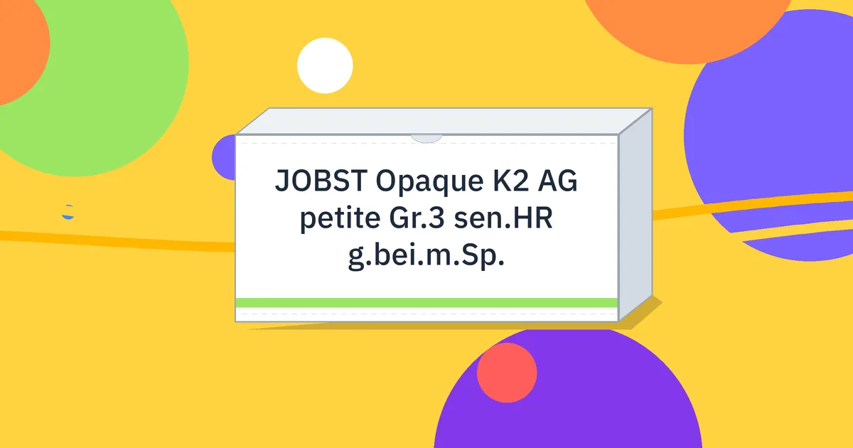 Symbolbild: Packung mit der Aufschrift JOBST Opaque K2 AG petite Gr.3 sen.HR g.bei.m.Sp. (PZN 16284198) – Verfügbarkeit und Bezug in Apotheken in Frankfurt am Main