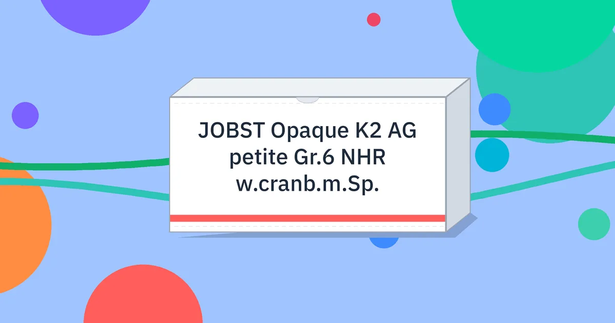 Symbolbild: Packung mit der Aufschrift JOBST Opaque K2 AG petite Gr.6 NHR w.cranb.m.Sp. (PZN 13112551) – Verfügbarkeit und Bezug in Apotheken in Frankfurt am Main