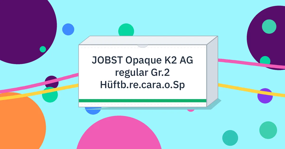 Symbolbild: Packung mit der Aufschrift JOBST Opaque K2 AG regular Gr.2 Hüftb.re.cara.o.Sp (PZN 13117525) – Verfügbarkeit und Bezug in Apotheken in Frankfurt am Main