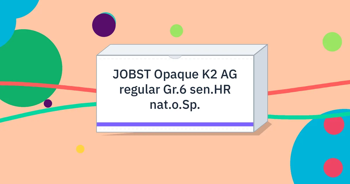 Symbolbild: Packung mit der Aufschrift JOBST Opaque K2 AG regular Gr.6 sen.HR nat.o.Sp. (PZN 12142478) – Verfügbarkeit und Bezug in Apotheken in Frankfurt am Main