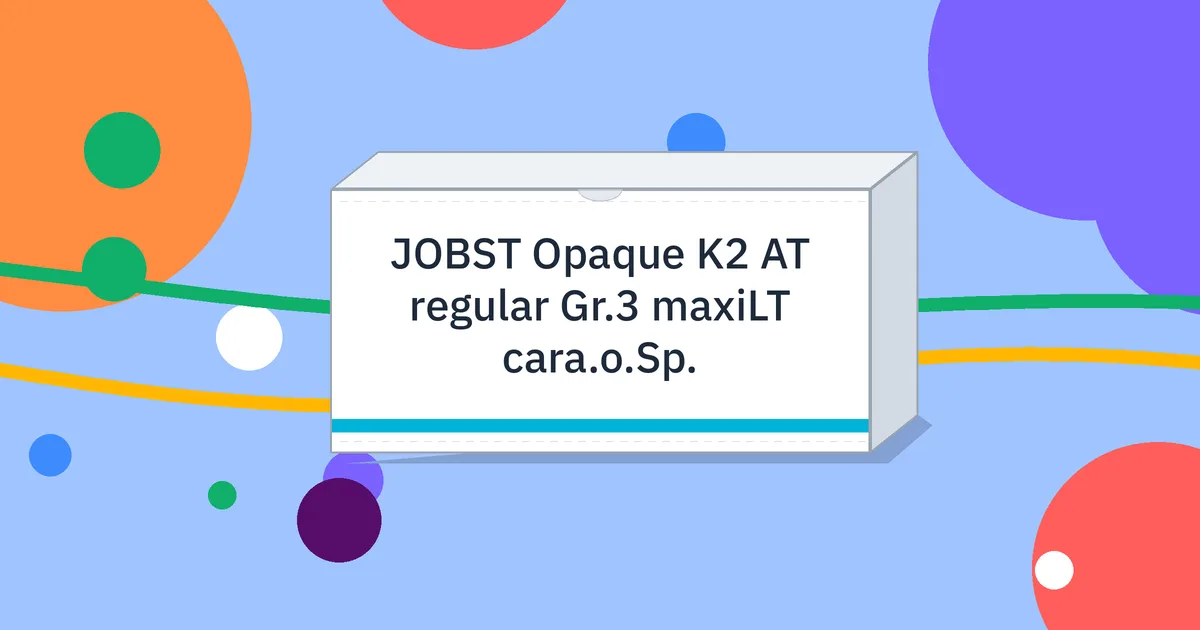 Symbolbild: Packung mit der Aufschrift JOBST Opaque K2 AT regular Gr.3 maxiLT cara.o.Sp. (PZN 13121917) – Verfügbarkeit und Bezug in Apotheken in Frankfurt am Main