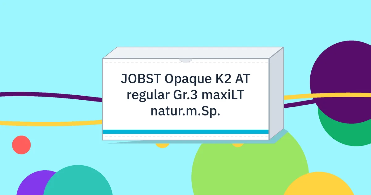 Symbolbild: Packung mit der Aufschrift JOBST Opaque K2 AT regular Gr.3 maxiLT natur.m.Sp. (PZN 13121633) – Verfügbarkeit und Bezug in Apotheken in Frankfurt am Main