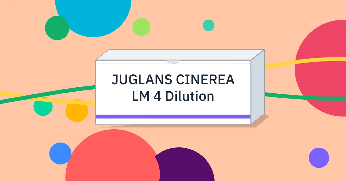 Symbolbild: Packung mit der Aufschrift JUGLANS CINEREA LM 4 Dilution (PZN 13563609) – Verfügbarkeit und Bezug in Apotheken in Frankfurt am Main