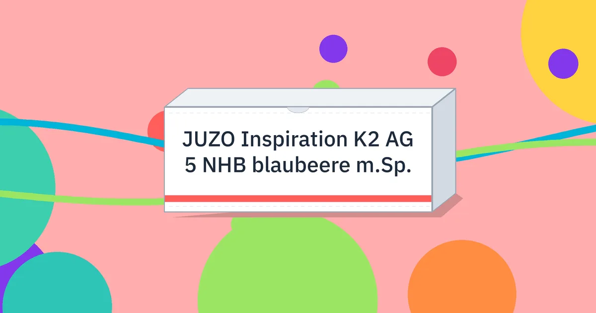 Symbolbild: Packung mit der Aufschrift JUZO Inspiration K2 AG 5 NHB blaubeere m.Sp. (PZN 14946293) – Verfügbarkeit und Bezug in Apotheken in Frankfurt am Main